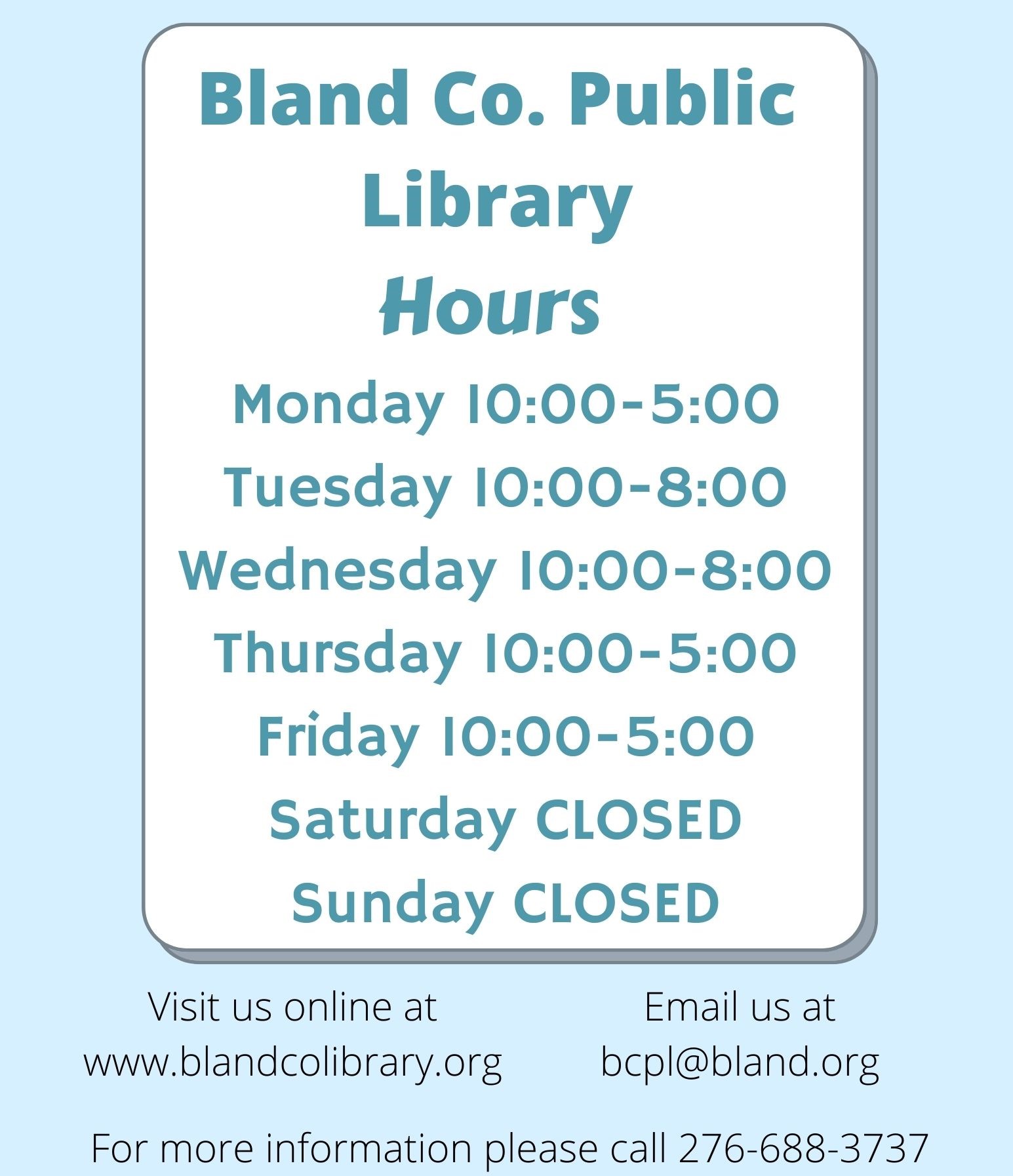 Bland County Public Library: Home Page